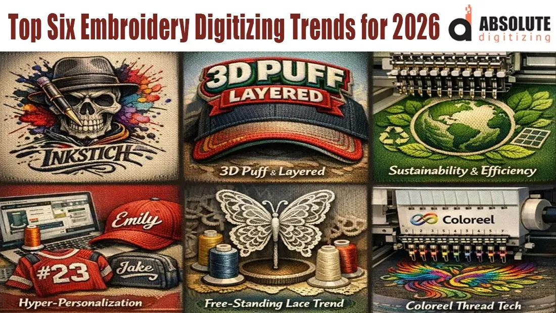 Embroidered design trends 2026: Modern motifs and palettes